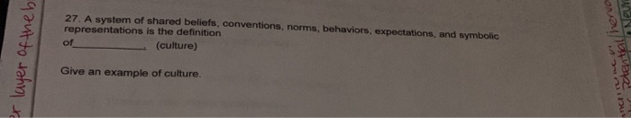 Solved 27. A system of shared beliefs, conventions, norms, | Chegg.com