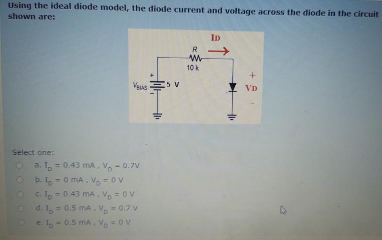 Solved Using the ideal diode model, the diode current and | Chegg.com