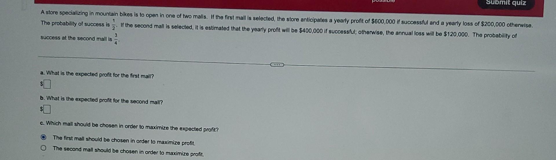 Solved Astoring in mountain bike is to open in one of two | Chegg.com