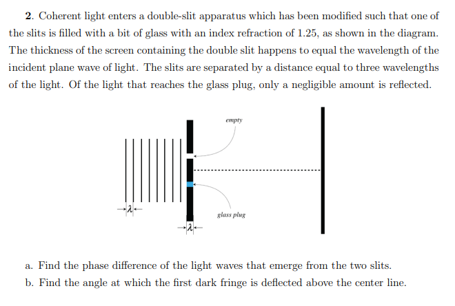 Solved PHYSICS 2 ﻿COLLEGE 2. ﻿Coherent light enters a | Chegg.com