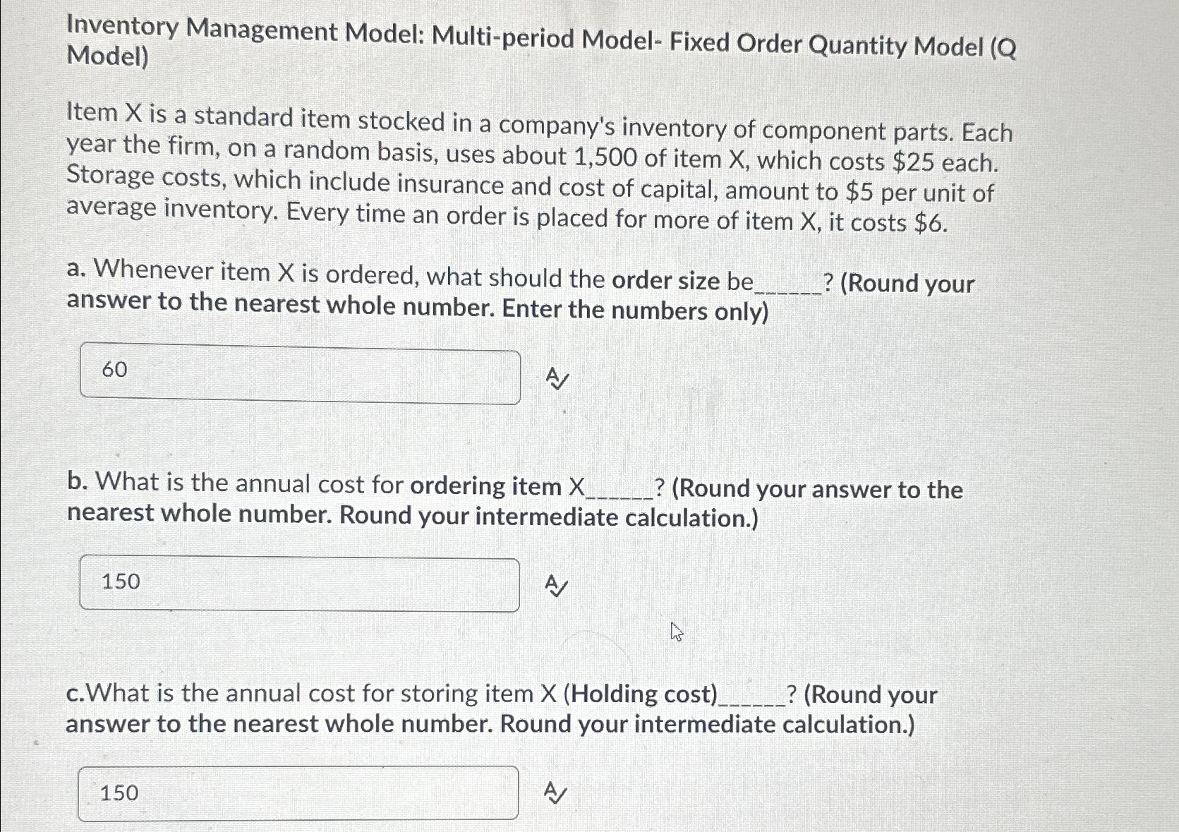Solved Inventory Management Model: Multi-period Model- | Chegg.com