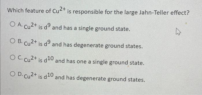 Solved Which feature of Cu2+ is responsible for the large | Chegg.com