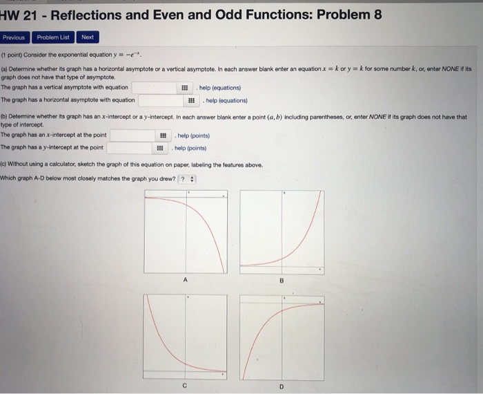 Solved HW 21 - Reflections and Even and Odd Functions: | Chegg.com