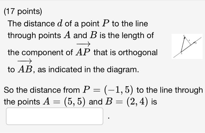 Solved The distance d of a point P to the line through | Chegg.com