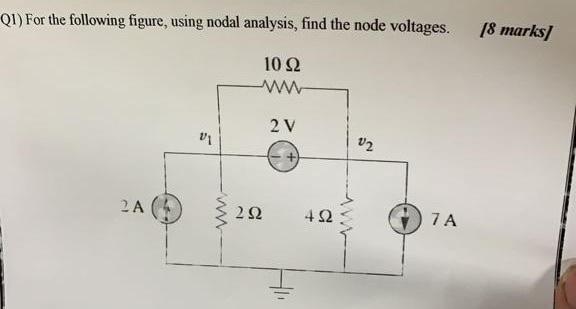 [Solved]: 21) For the following figure, using nodal analysi
