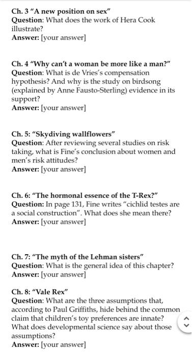 Ch 3 A New Position On Sex Question What Does The