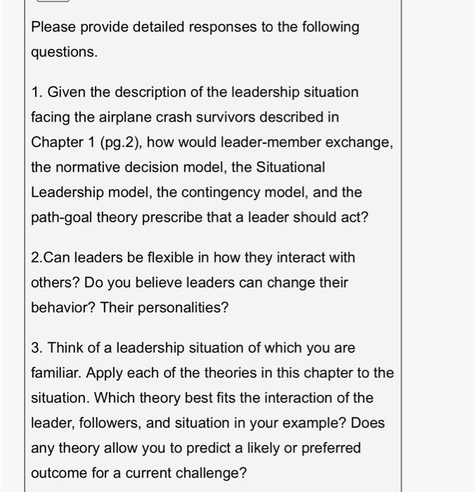 Solved Please provide detailed responses to the following | Chegg.com