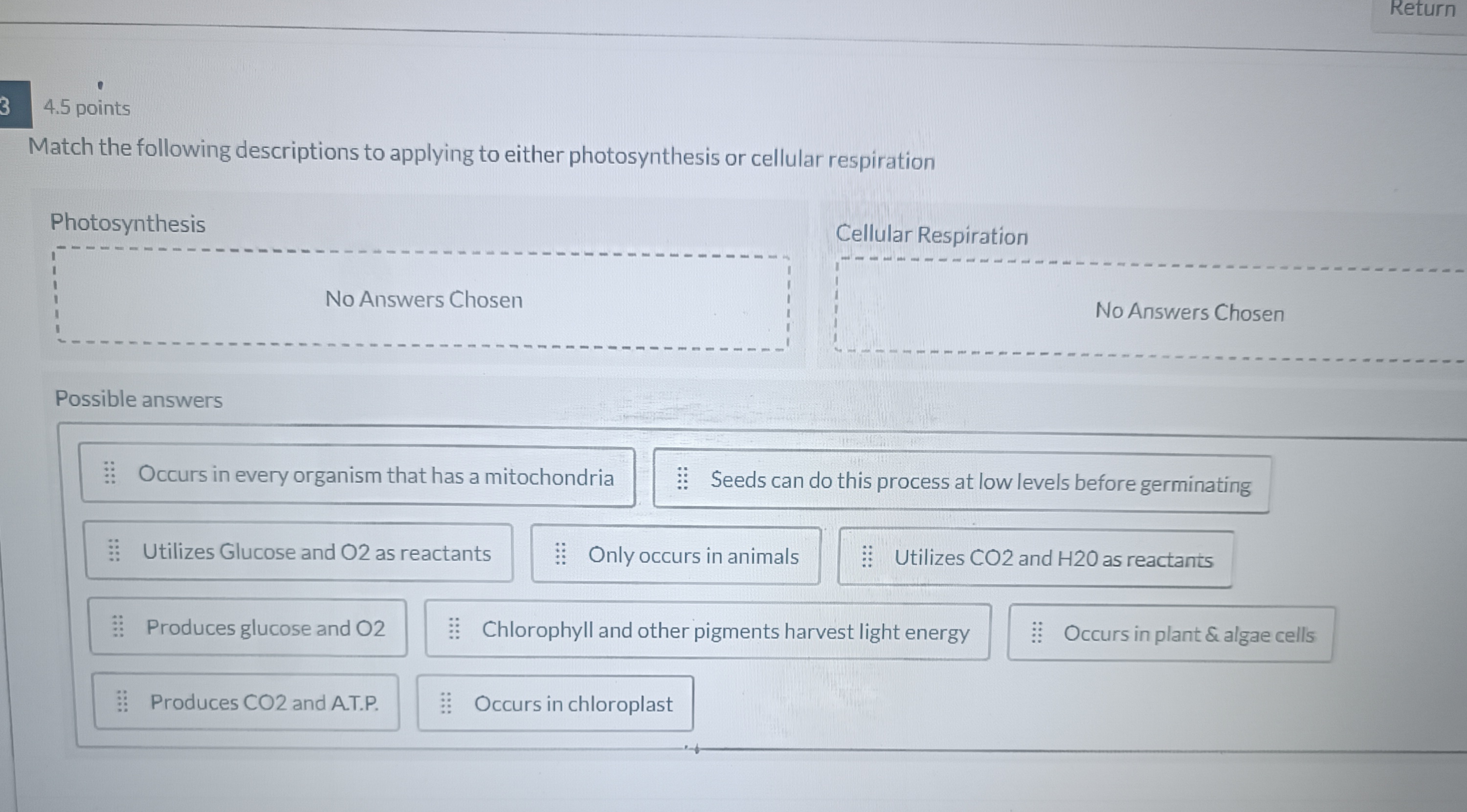 Solved 4.5 ﻿pointsMatch the following descriptions to | Chegg.com