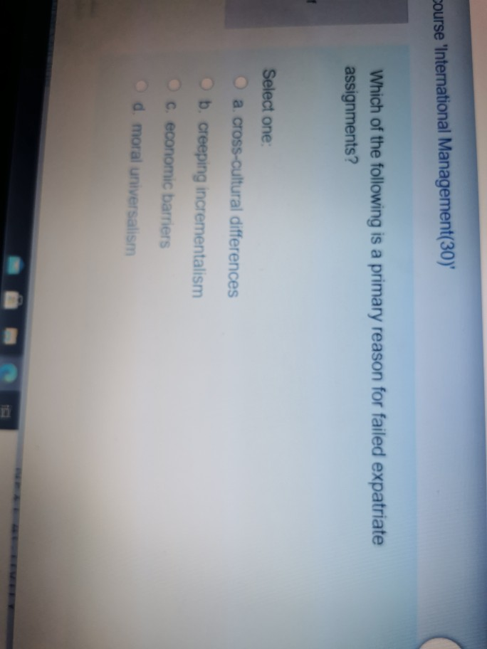 Solved course "International Management(30)' Which of the | Chegg.com