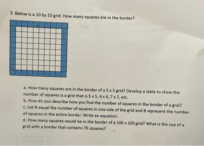 Solved 3. Below is a 10 by 10 grid. How many squares are in | Chegg.com