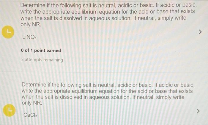 Solved Determine if the following salt is neutral, acidic or | Chegg.com