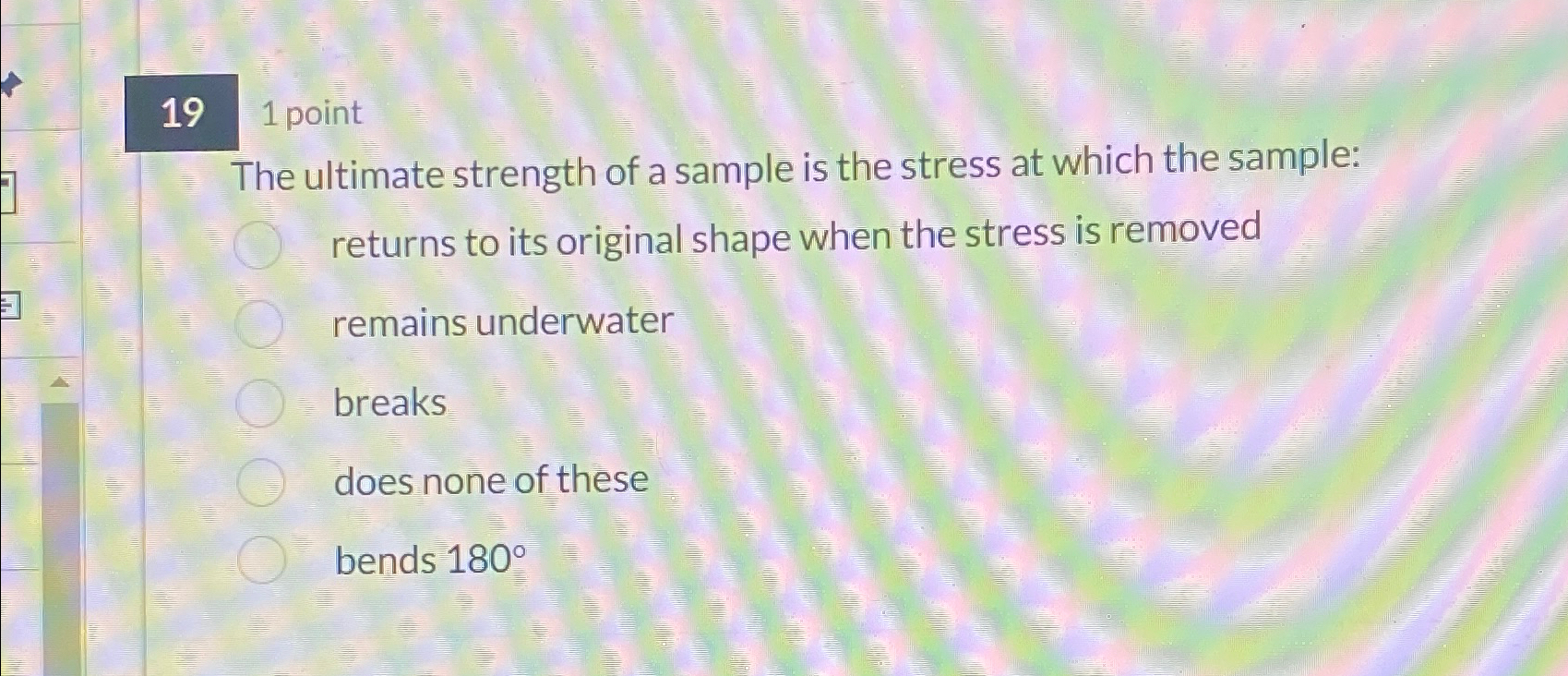 Solved 191 ﻿pointThe ultimate strength of a sample is the | Chegg.com