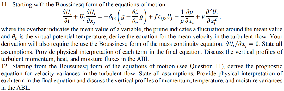 Solved Only do question12. 12.Starting from the Boussinesq | Chegg.com