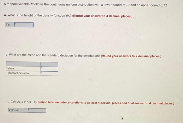 Solved A random variable X follows the continuous uniform | Chegg.com