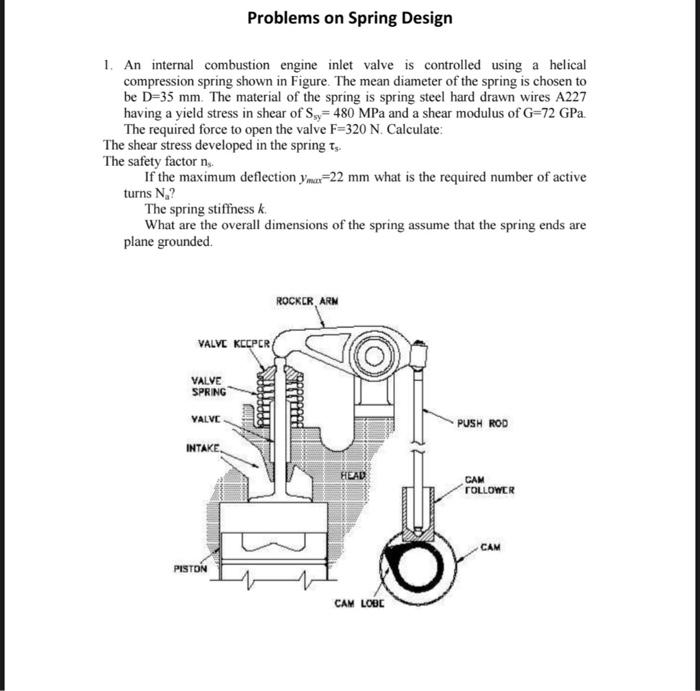 Solved 1. An internal combustion engine inlet valve is | Chegg.com
