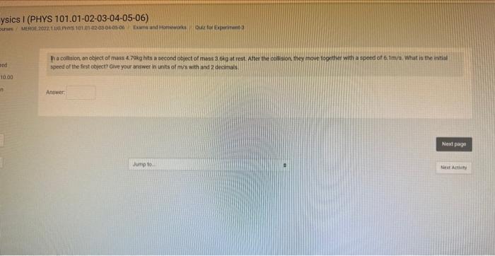 Solved speed of the first object? Give your answer in units | Chegg.com