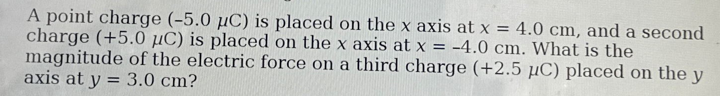 Solved A point charge (-5.0μC) ﻿is placed on the x ﻿axis at | Chegg.com