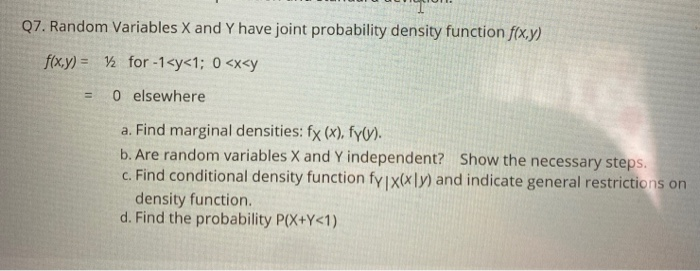 Q7. Random Variables X and Y have joint probability | Chegg.com