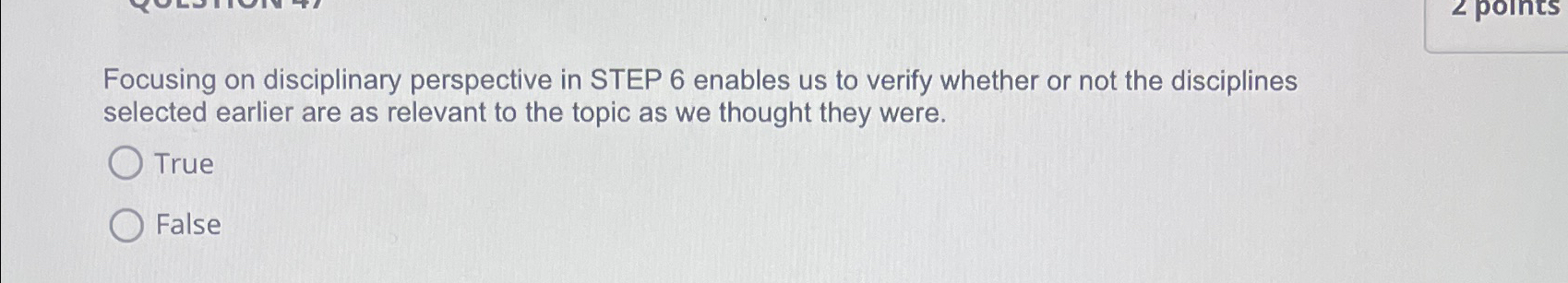 Solved Focusing on disciplinary perspective in STEP 6 | Chegg.com