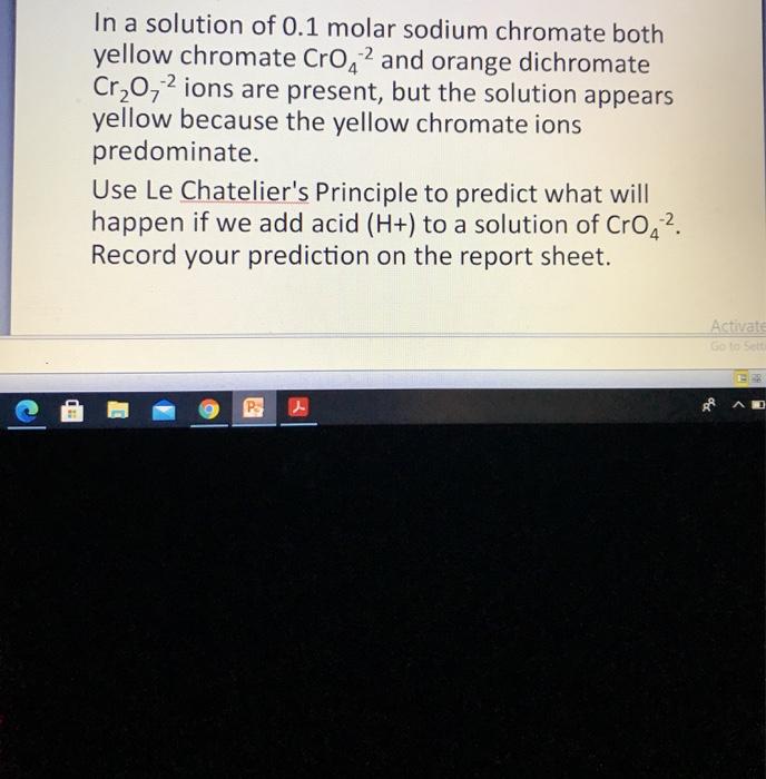 Solved In a solution of 0.1 molar sodium chromate both | Chegg.com