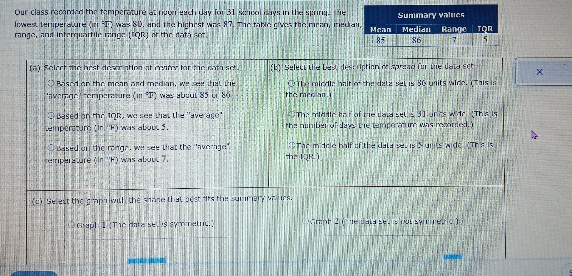 Solved Our class recorded the temperature at noon each day | Chegg.com