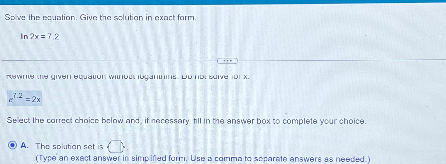 Solved Solve the equation. Give the solution in exact | Chegg.com