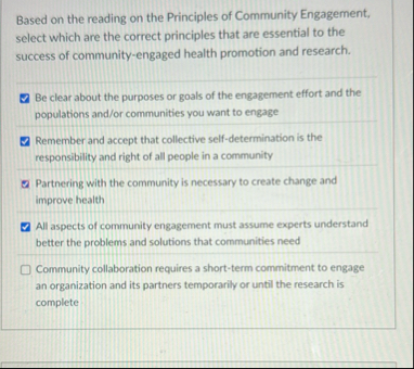 Solved Based on the reading on the Principles of Community | Chegg.com