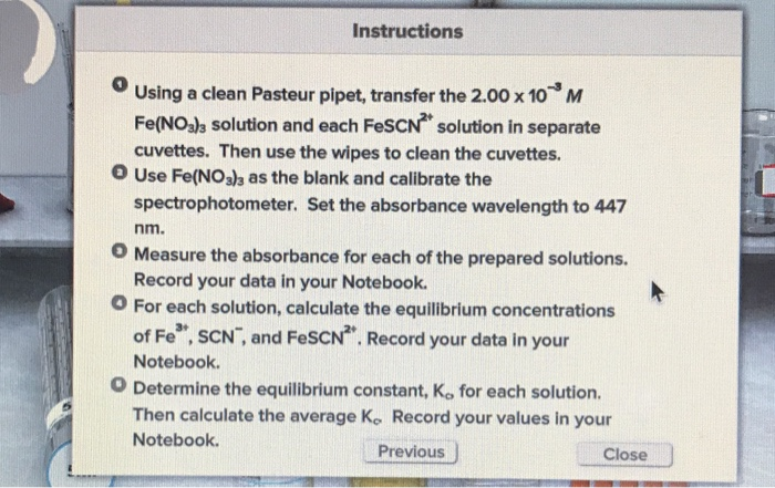 Solved Lab Notebook Initial concentrations of Fe** and SCN | Chegg.com