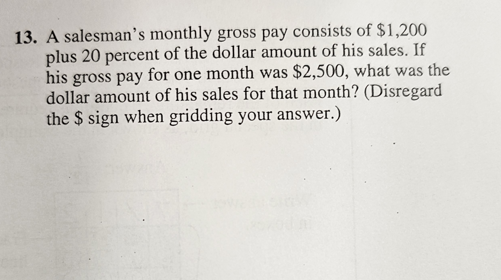 Solved A salesman's monthly gross pay consists of $1,200 | Chegg.com