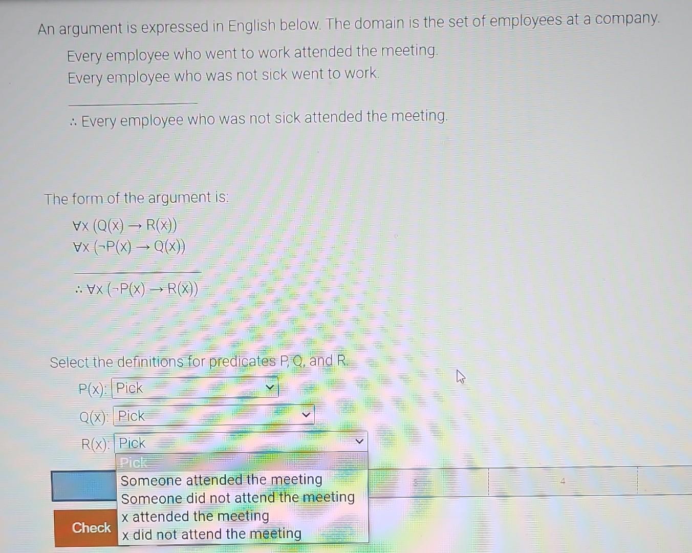 Solved An argument is expressed in English below. The domain | Chegg.com