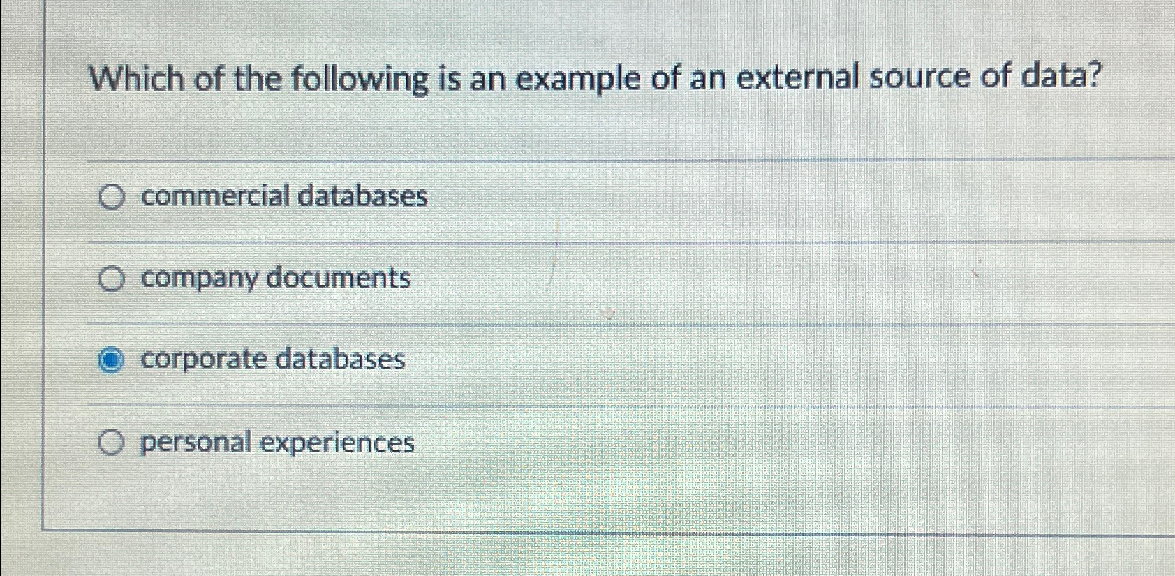 Solved Which of the following is an example of an external | Chegg.com