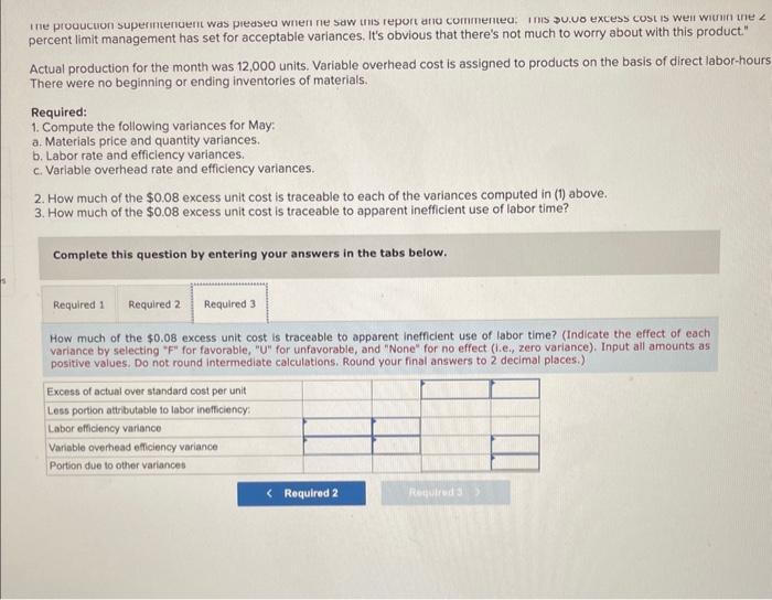 Solved Problem 10-13 (Static) Basic Variance Analysis; the | Chegg.com