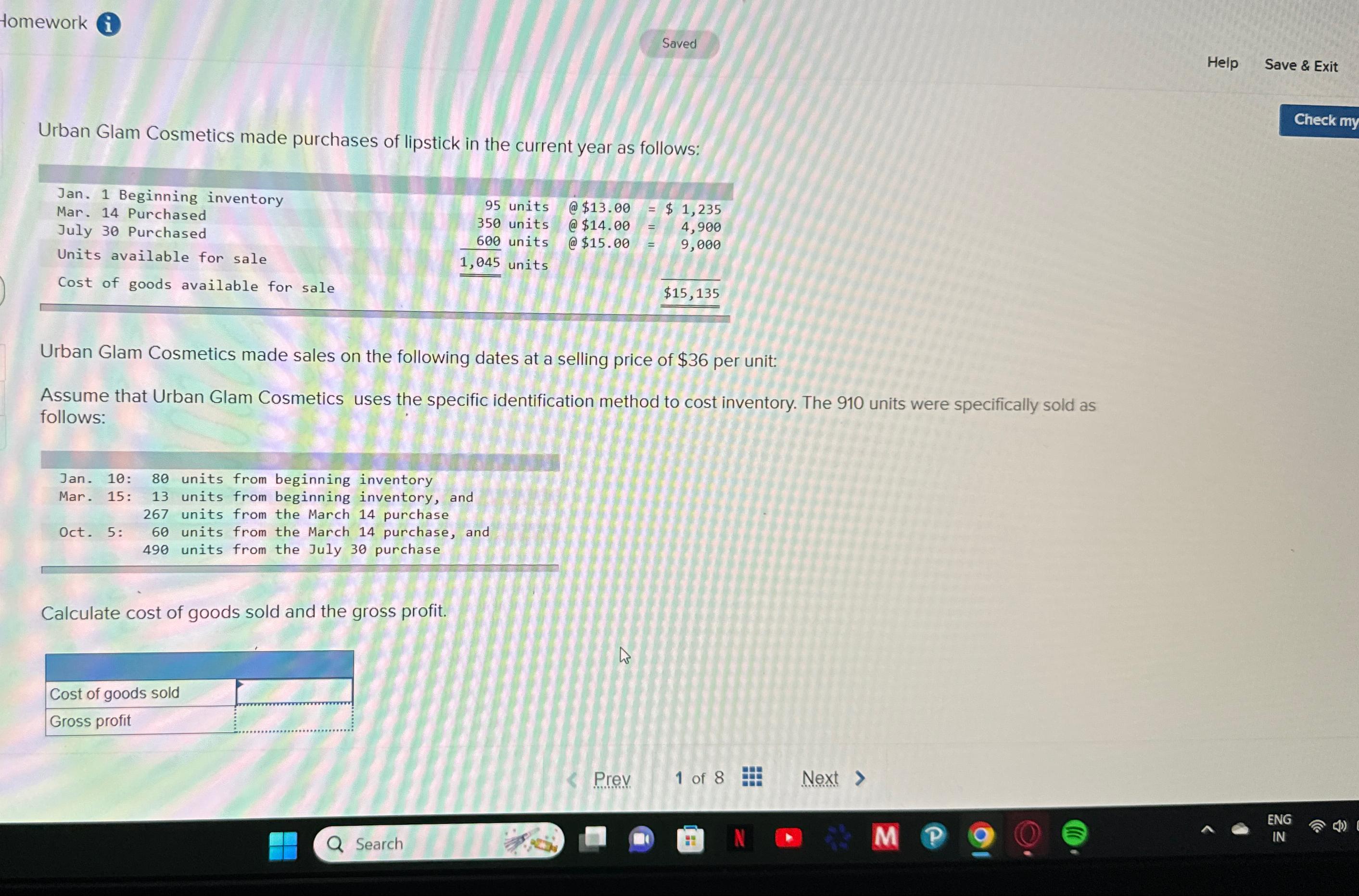 Solved Homework iSavedHelpSave & ExitUrban Glam Cosmetics | Chegg.com