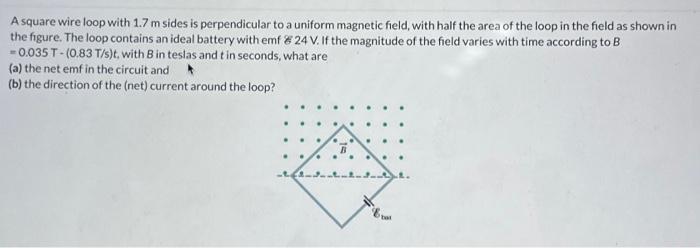 Solved A square wire loop with 1.7 m sides is perpendicular | Chegg.com