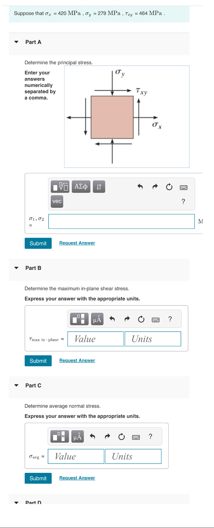 Solved \end{array}]MPart BDetermine the maximum in-plane | Chegg.com