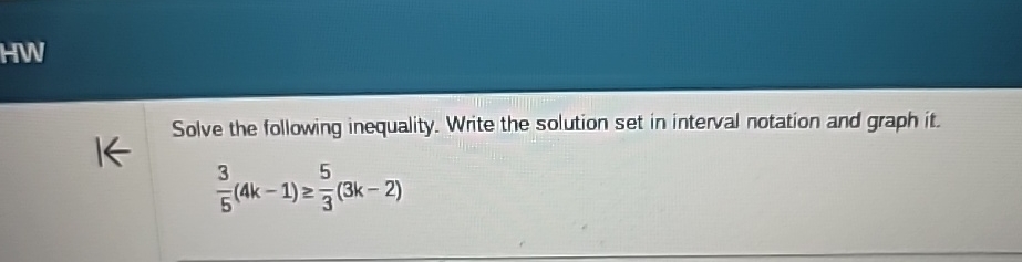 Solved HWSolve the following inequality. Write the solution | Chegg.com