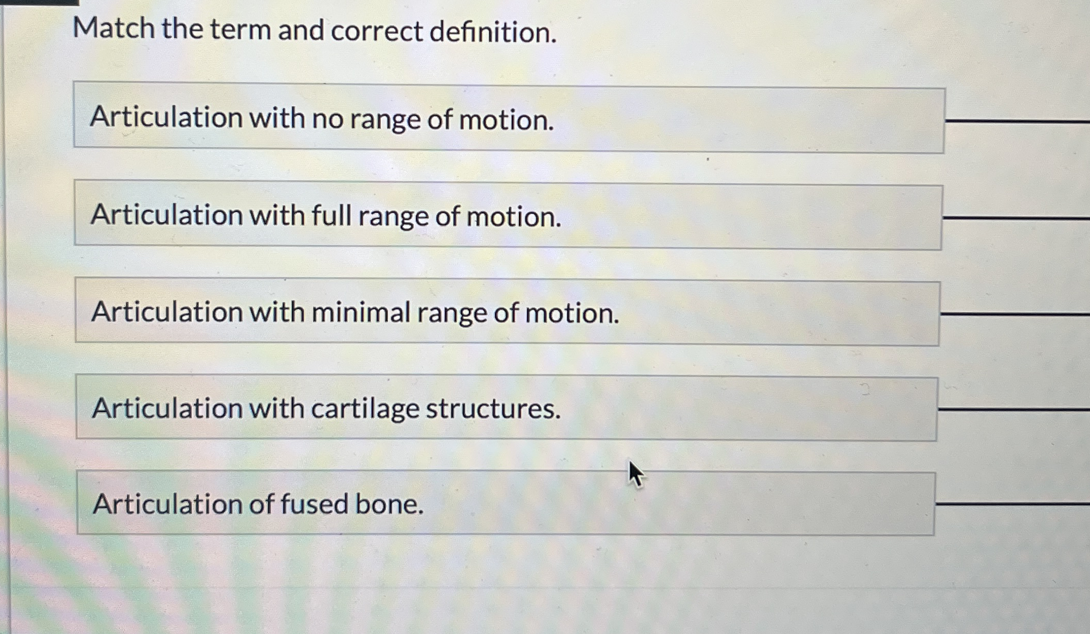 Solved Match the term and correct definition.Articulation | Chegg.com