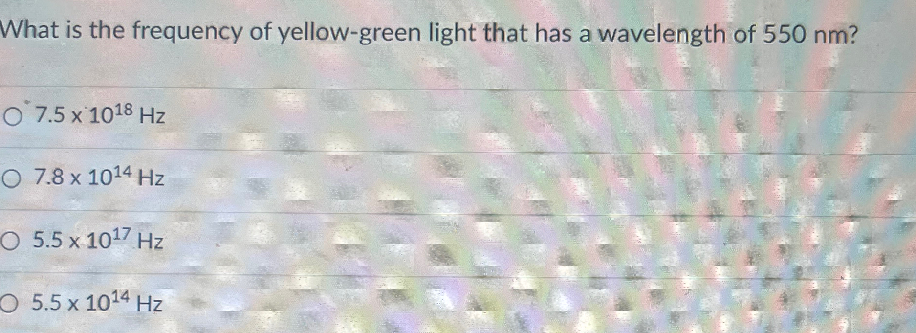 Solved What is the frequency of yellow-green light that has | Chegg.com