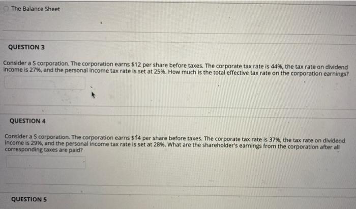 Solved The Balance Sheet QUESTION 3 Consider a 5 | Chegg.com