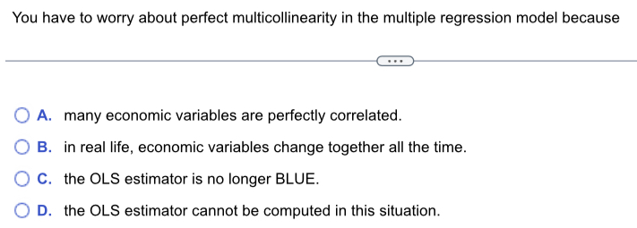 Solved You have to worry about perfect multicollinearity in | Chegg.com