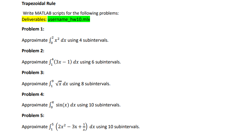 Solved Trapezoidal RuleWrite MATLAB scripts for the | Chegg.com
