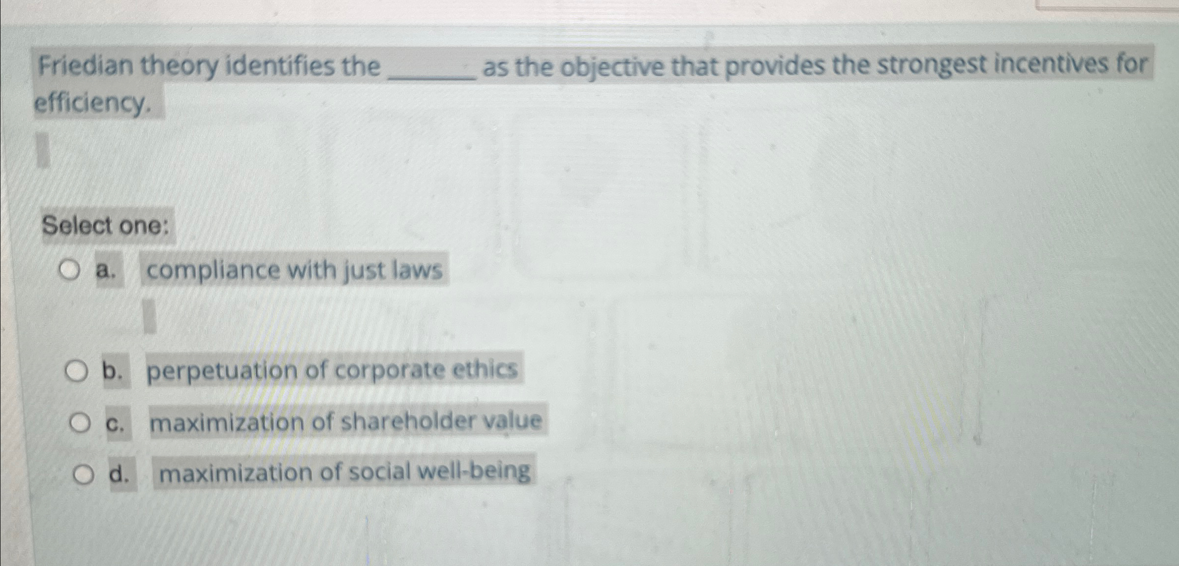 Solved Friedian theory identifies the q, ﻿as the objective | Chegg.com