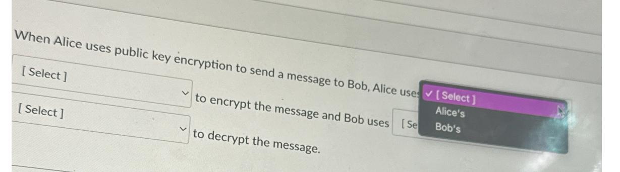 Solved When Alice uses public kev enrryption to send a | Chegg.com