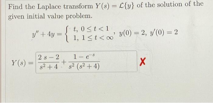 Solved Find the Laplace transform Y(s)=L{y} of the solution | Chegg.com