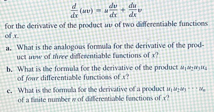 Solved du (uv) =11 + dx for the derivative of the product uv | Chegg.com