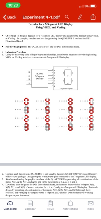 7 Segment LED display Verilog and VHDLusing Quartus | Chegg.com