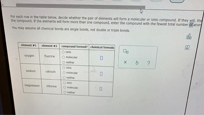 Solved For each row in the table below, decide whether the | Chegg.com