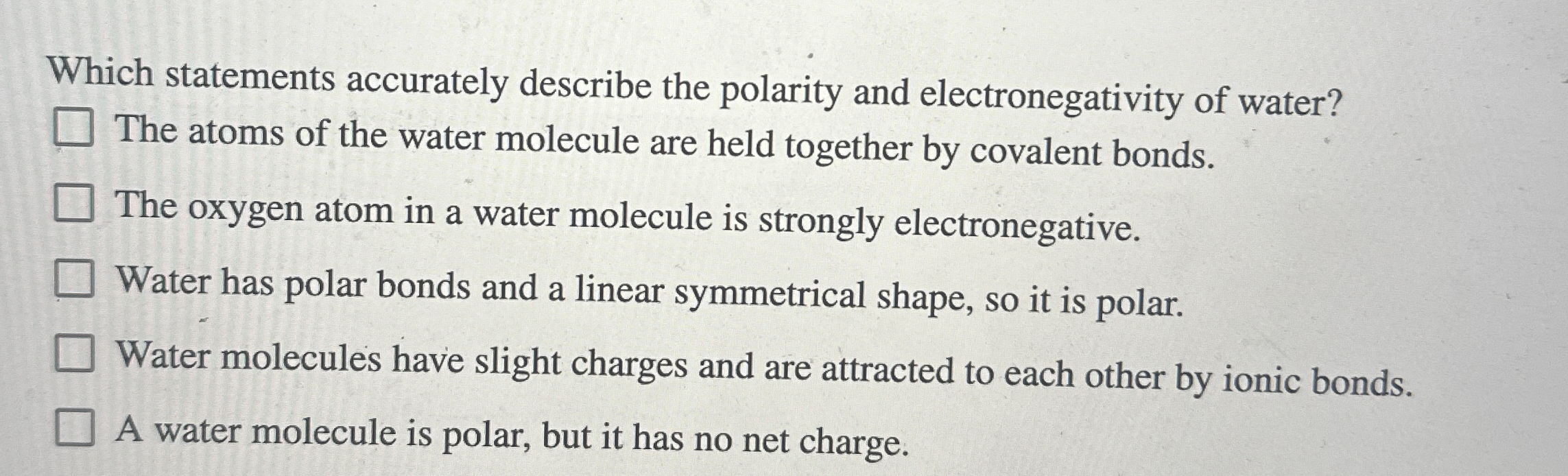 Solved Which statements accurately describe the polarity and | Chegg.com