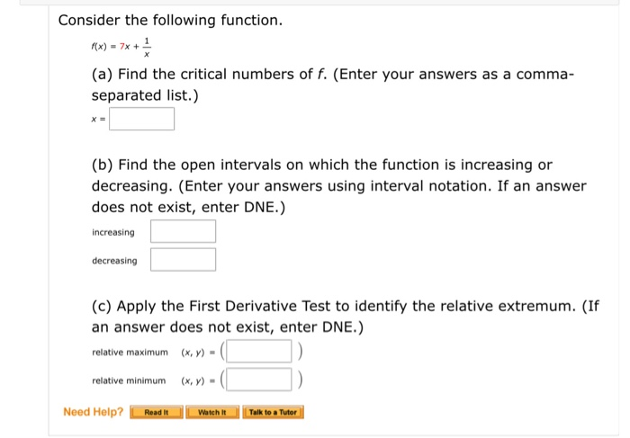 Solved Consider The Following Function Mx 7x 1 A 1869