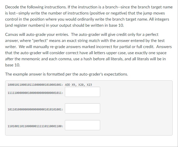 Solved Decode the following instructions. If the instruction | Chegg.com